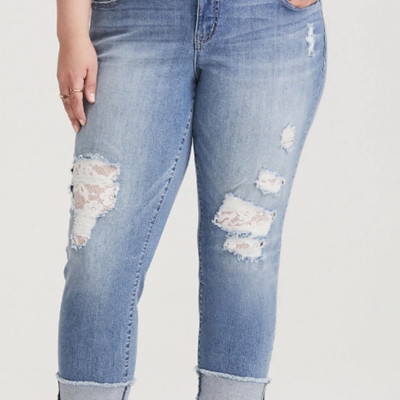 torrid | Jeans | Torrid Distressed W Lace Detail Boyfriend Jeans | Poshmark